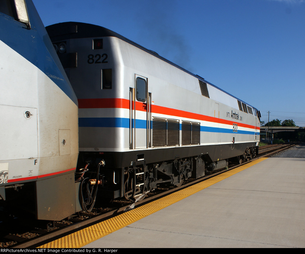 Going away shot of AMTK 822 on train #20 departing Lynchburg, VA
